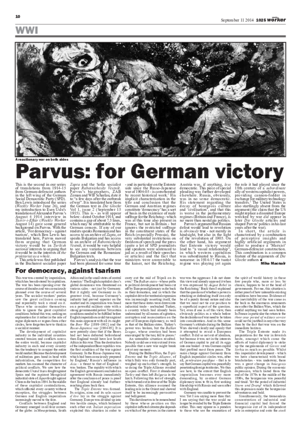 (PDF) Alexander Parvus 'For Democracy, Against Tsarism' (October 1914)