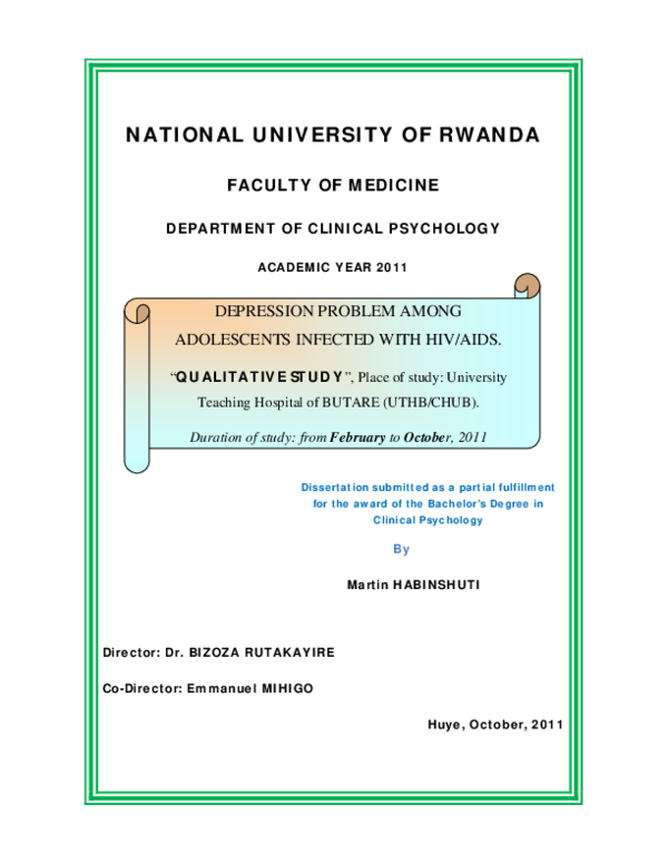 (PDF) NATIONAL UNIVERSITY OF RWANDA FACULTY OF MEDICINE DEPARTMENT OF ...