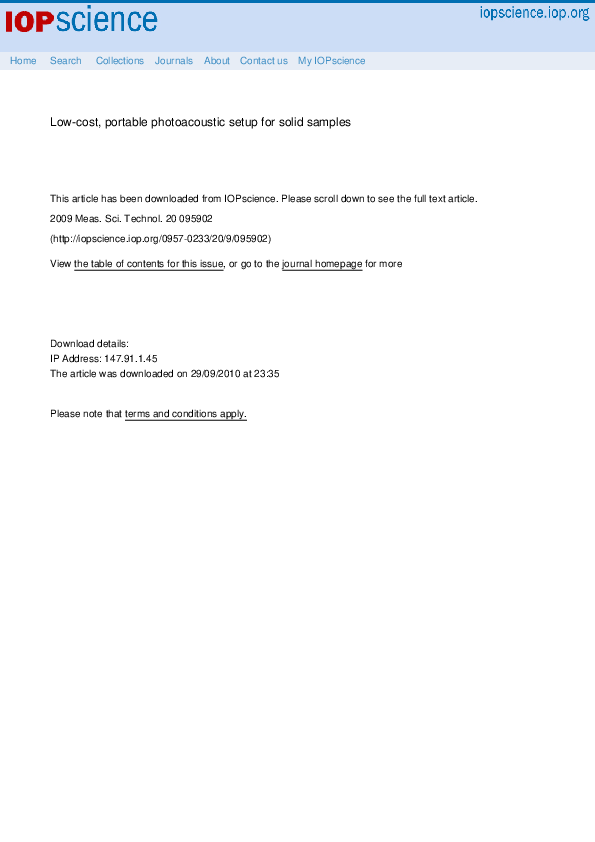 (PDF) Low-cost, portable photoacoustic setup for solid samples