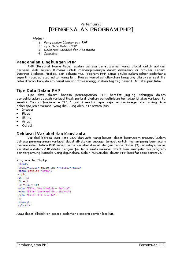 (DOC) Materi PHP