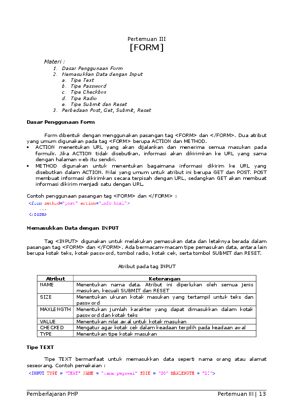 (DOC) Materi PHP | Abdul Madjid - Academia.edu