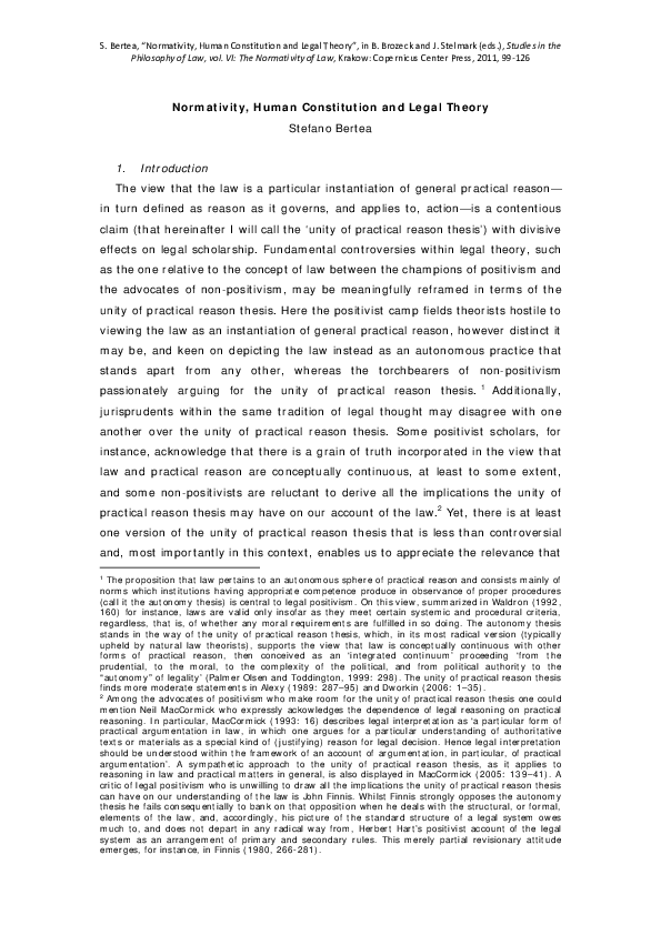 Pdf Normativity Human Constitution And Legal Theory