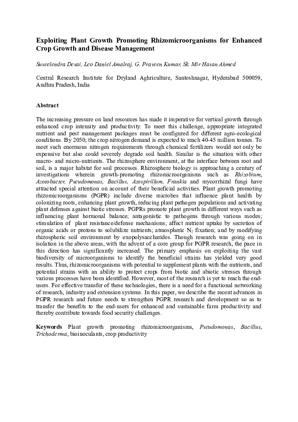 (DOC) Exploiting Plant Growth Promoting Rhizomicroorganisms for ...