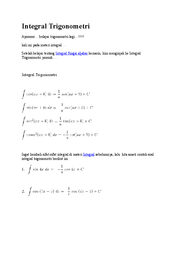 (DOC) Integral Trigonometri