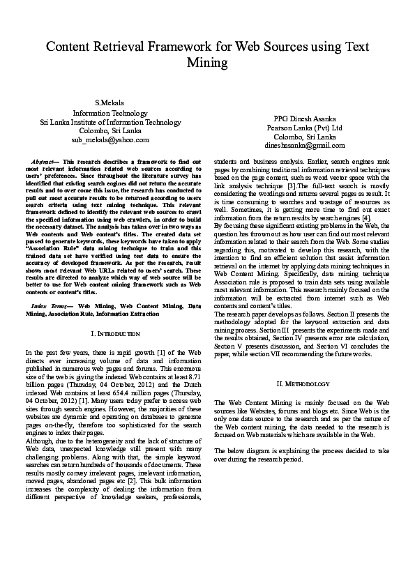 Doc Content Retrieval Framework For Web Sources Using Text Mining