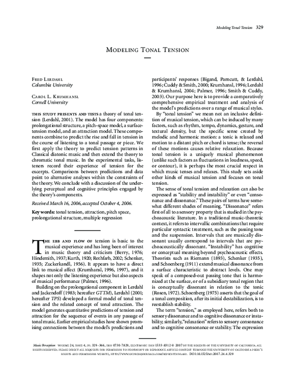 (PDF) Modeling Tonal Tension