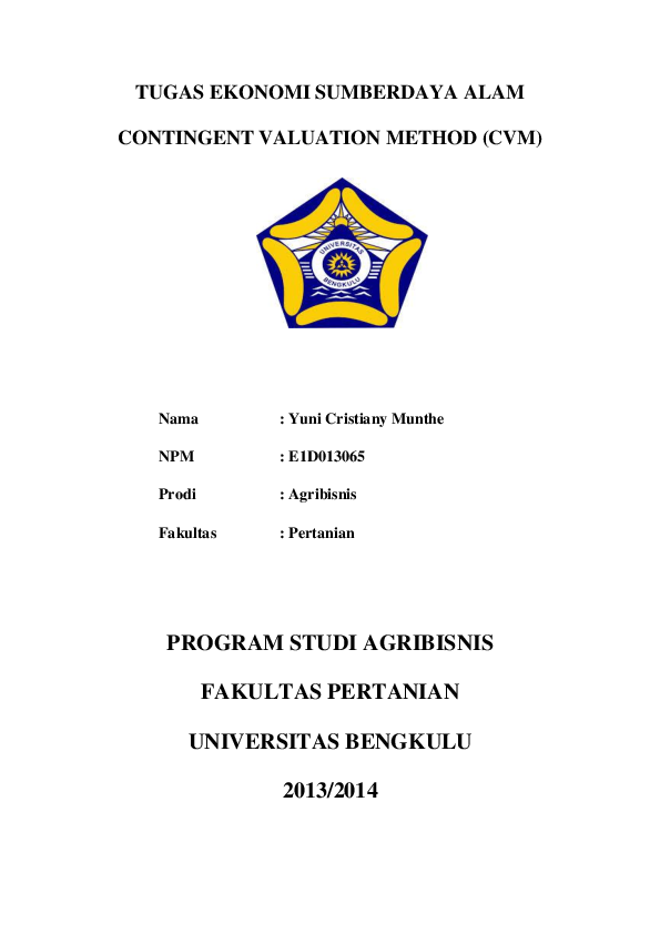 (PDF) Contingent Valuation Method (CVM)
