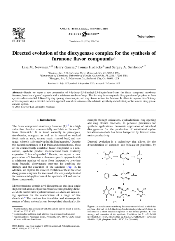 (PDF) Directed evolution of the dioxygenase complex for the synthesis ...