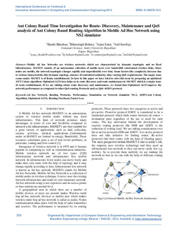 Pdf Ant Colony Based Time Investigation For Route Discovery