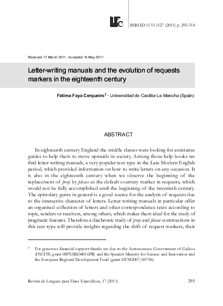(PDF) Letter-writing manuals and the evolution of requests markers in ...