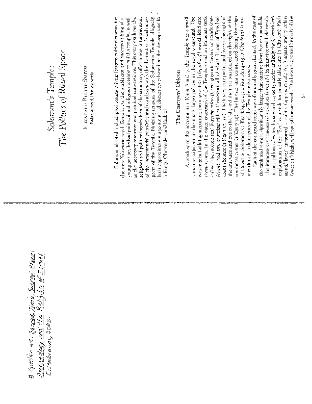 (PDF) Solomon's Temple: The Politics of Ritual Space