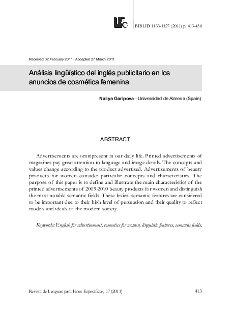 (PDF) Análisis lingüístico del inglés publicitario en los anuncios de ...