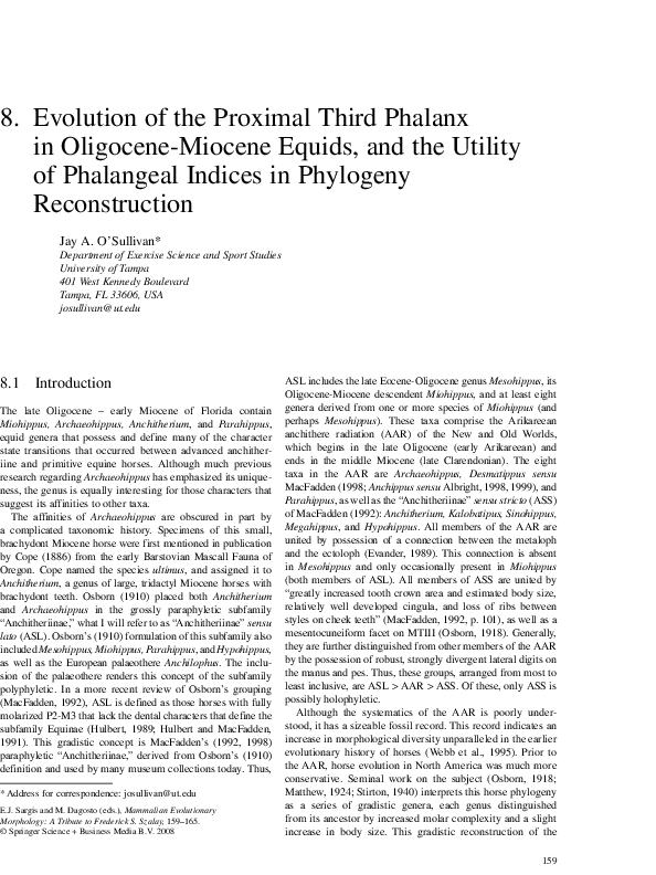 (PDF) Evolution of the Proximal Third Phalanx in Oligocene-Miocene ...