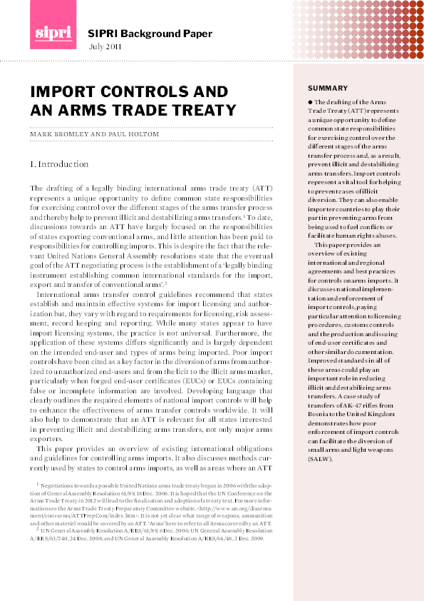 (PDF) Import controls and an Arms Trade Treaty