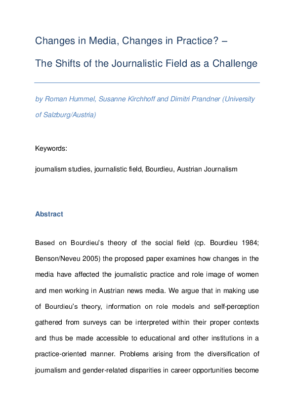 changes in journalism over the years