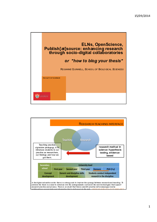 (PDF) ELNs, OpenScience, Publish[at]source: enhancing research through socio-digital ...