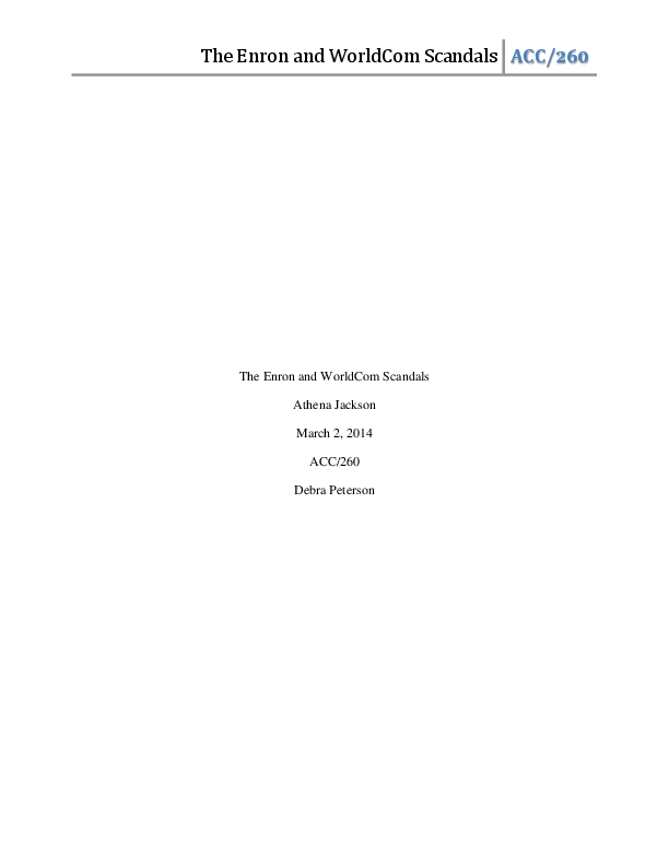 (DOC) The Enron and WorldCom Scandals