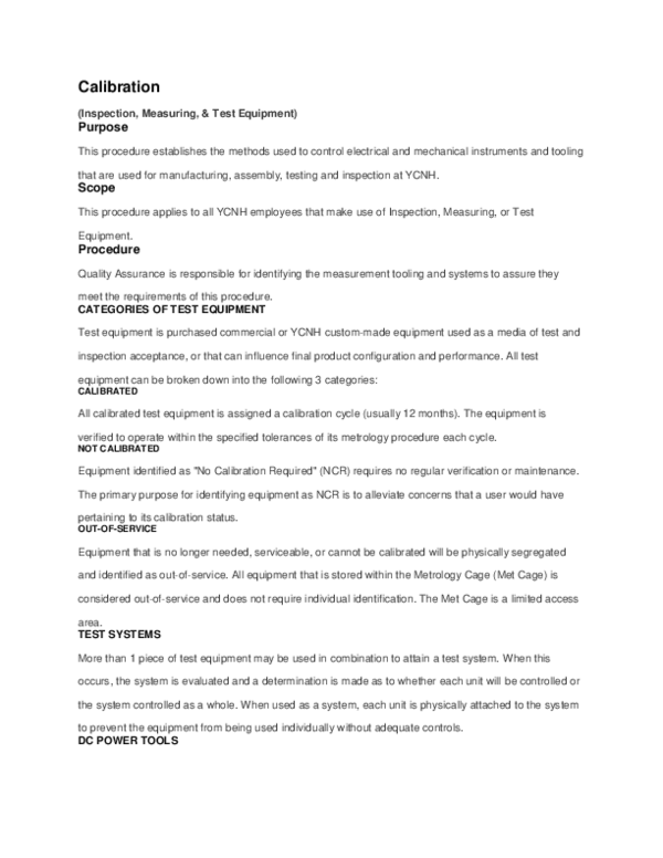 (DOC) Calibration Procedure