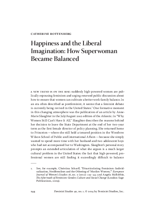 (PDF) Happiness and the Liberal Imagination: How Superwoman Became Balanced