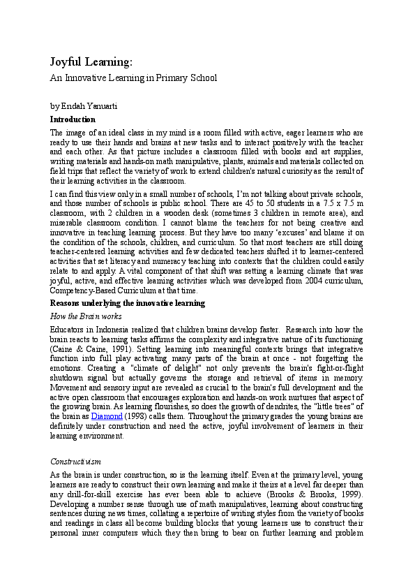 (DOC) Joyful Learning: An Innovative Learning in Primary School