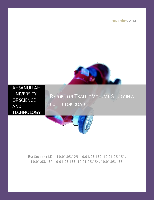 (PDF) Traffic volume studies on a collector road
