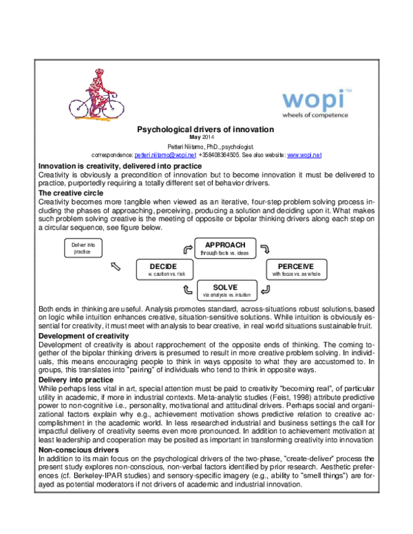 (PDF) Psychological Drivers of Innovation