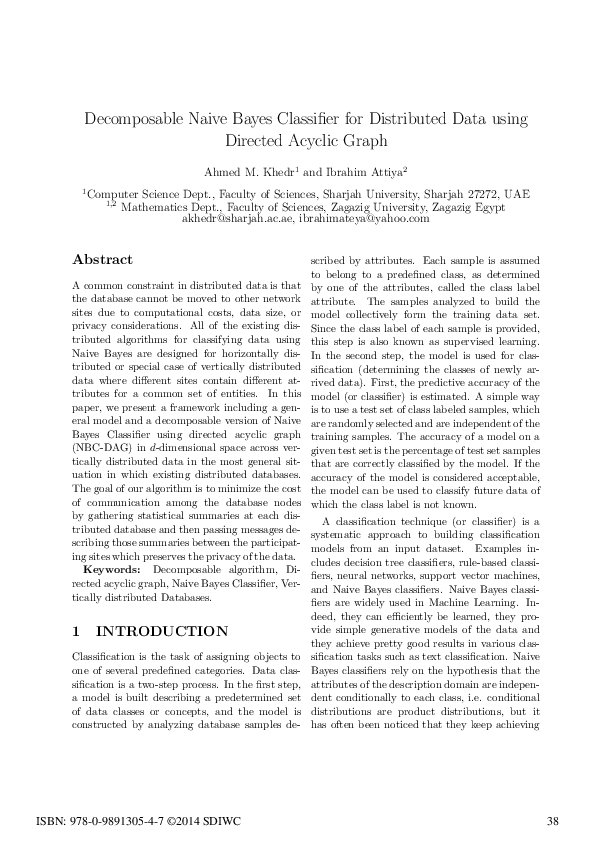 Pdf Decomposable Naive Bayes Classifier For Distributed Data Using Directed Acyclic Graph