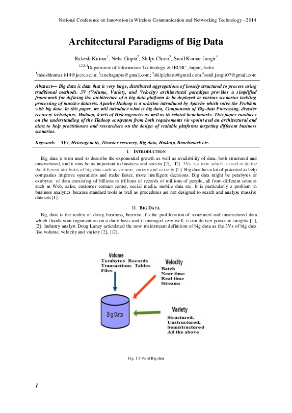 (PDF) Architectural Paradigms of Big Data