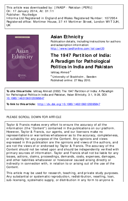 (PDF) 1947 partition of India
