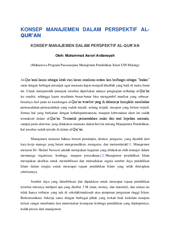 (DOC) KONSEP MANAJEMEN DALAM PERSPEKTIF AL-QUR'AN KONSEP MANAJEMEN DALAM PERSPEKTIF AL-QUR'AN ...