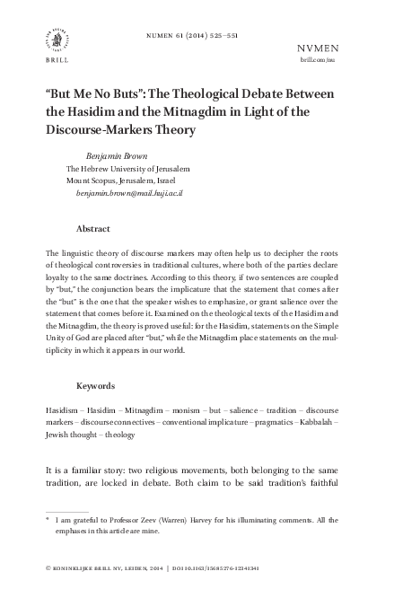 (PDF) “But Me No Buts”: The Theological Debate Between the Hasidim and ...