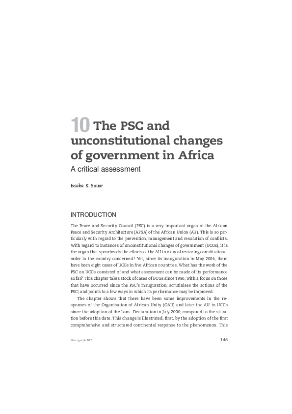 (PDF) Peace and Security Council and the challenge of unconstitutional ...
