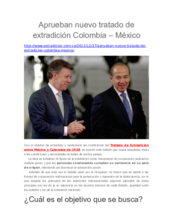(DOC) Aprueban nuevo tratado de extradición Colombia – México