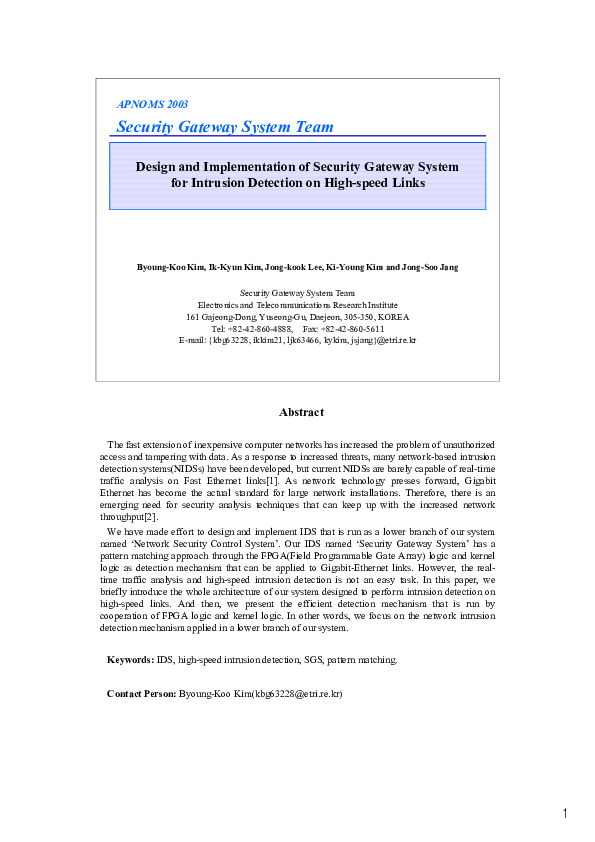 Pdf Design And Implementation Of Security Gateway System For