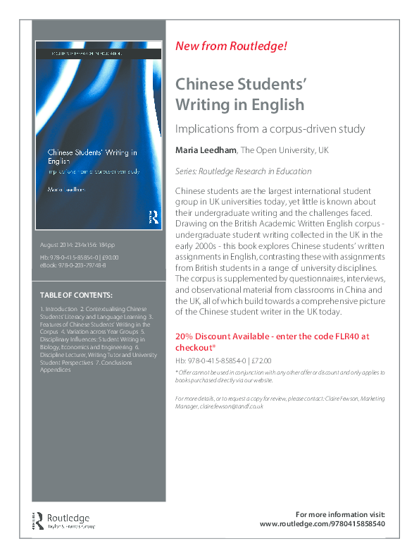 (PDF) Chinese Students' Writing in English - Discount flyer for this book