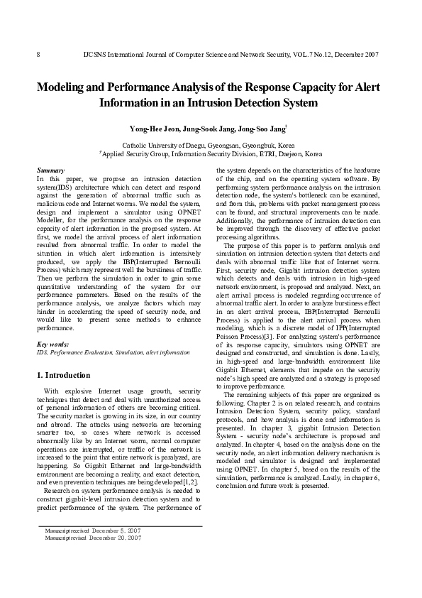 (PDF) Modeling and Performance Analysis of the Response Capacity for ...