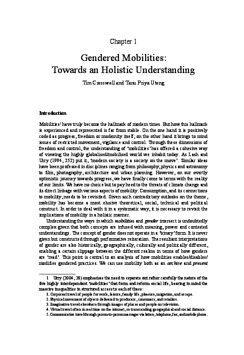 (PDF) Gendered Mobilities: Towards an Holistic Understanding