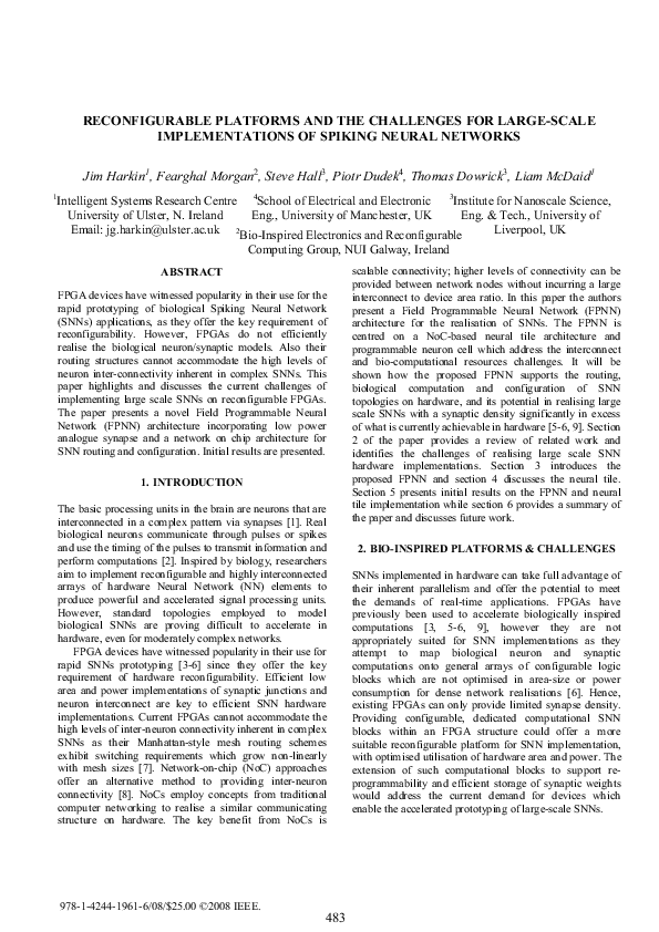 (PDF) Reconfigurable platforms and the challenges for large-scale implementations of spiking ...