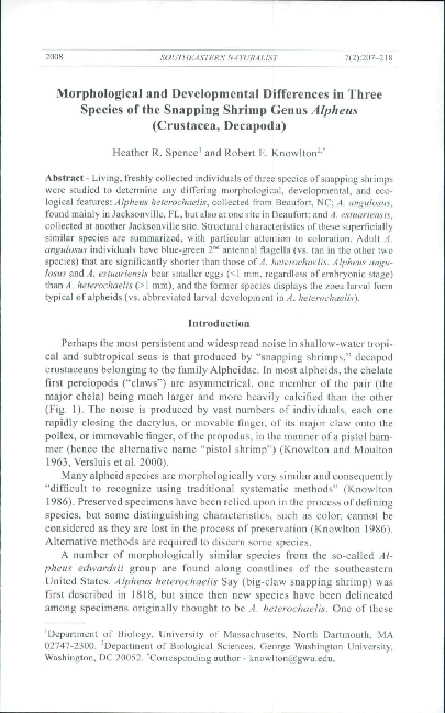 (PDF) Morphological and Developmental Differences in Three Species of ...
