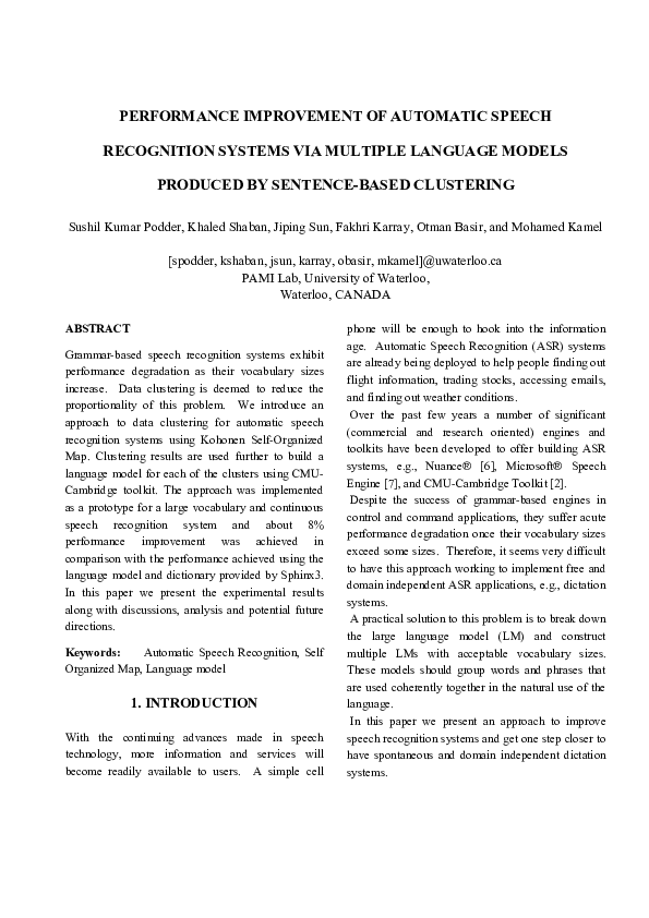 (PDF) Performance improvement of automatic speech recognition systems via multiple language ...