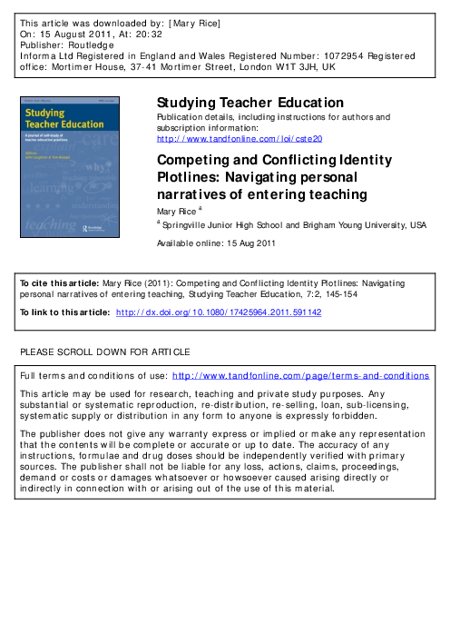 (PDF) Competing and Conflicting Identity Plotlines: Navigating personal ...