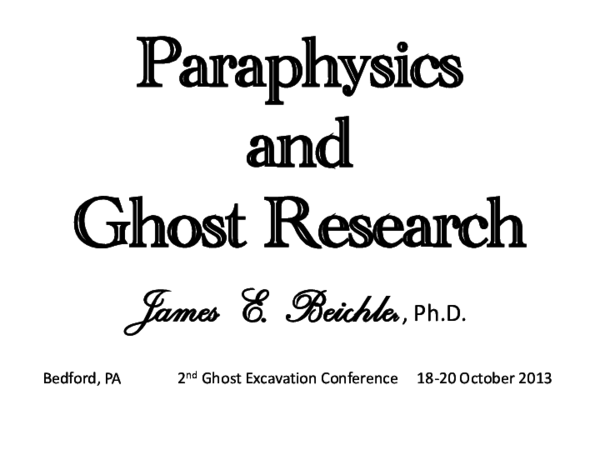 (PDF) Paraphysics and Ghost Research