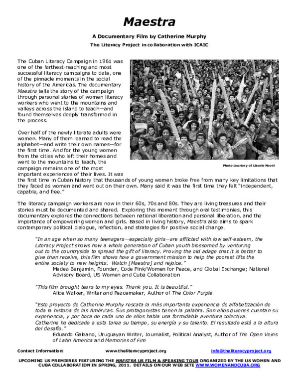 (PDF) Maestra documentary flier