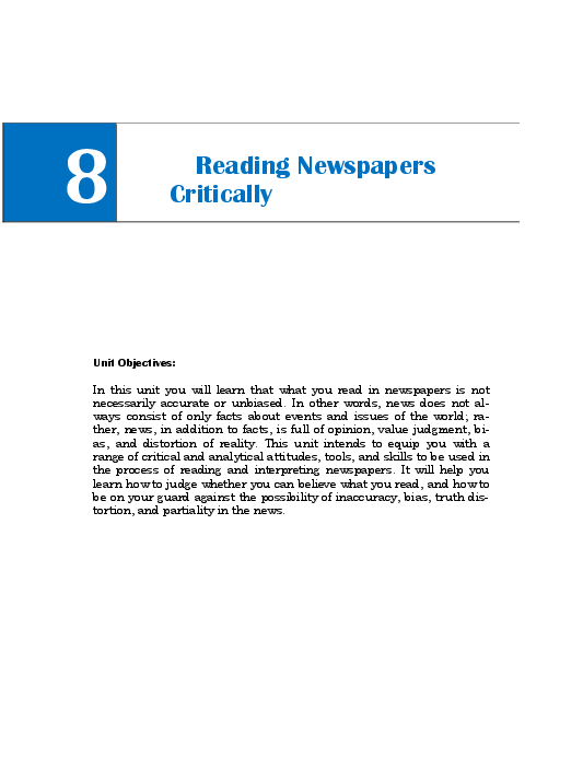 (PDF) Reading Newspapers Critically