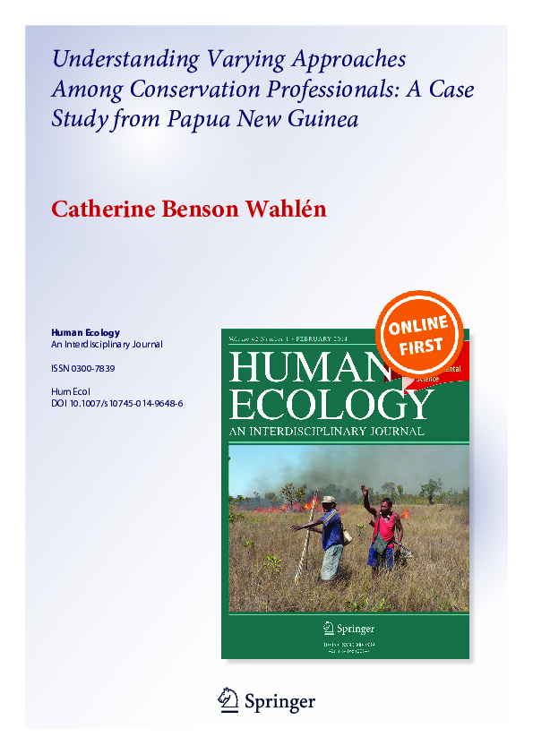 (PDF) 2 3 Human Ecology An Interdisciplinary Journal Understanding ...