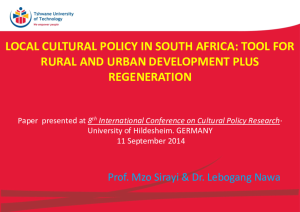 (PPT) Local cultural policy in South Africa: a tool for rural ...