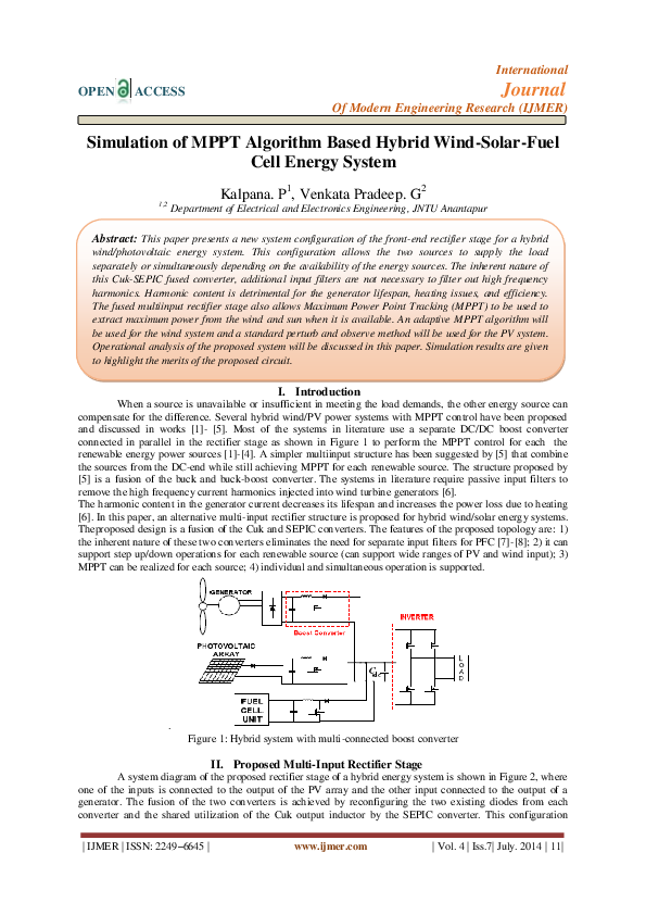 (PDF) Simulation of MPPT Algorithm Based Hybrid Wind-Solar-Fuel Cell ...