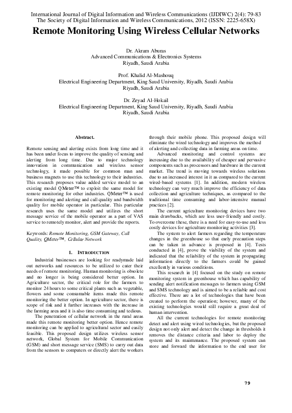 (PDF) REMOTE MONITORING USING WIRELESS CELLULAR NETWORKS