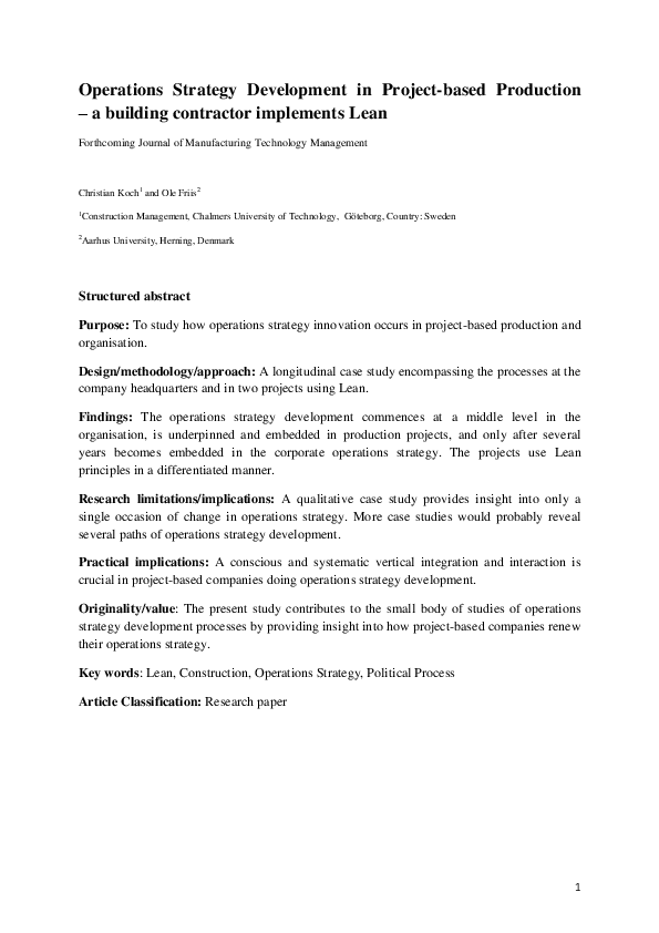 (PDF) Operation Strategy