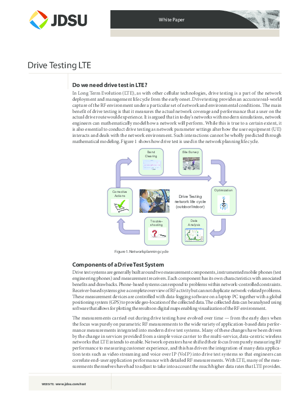 (PDF) White Paper Drive Testing LTE Components of a Drive Test System